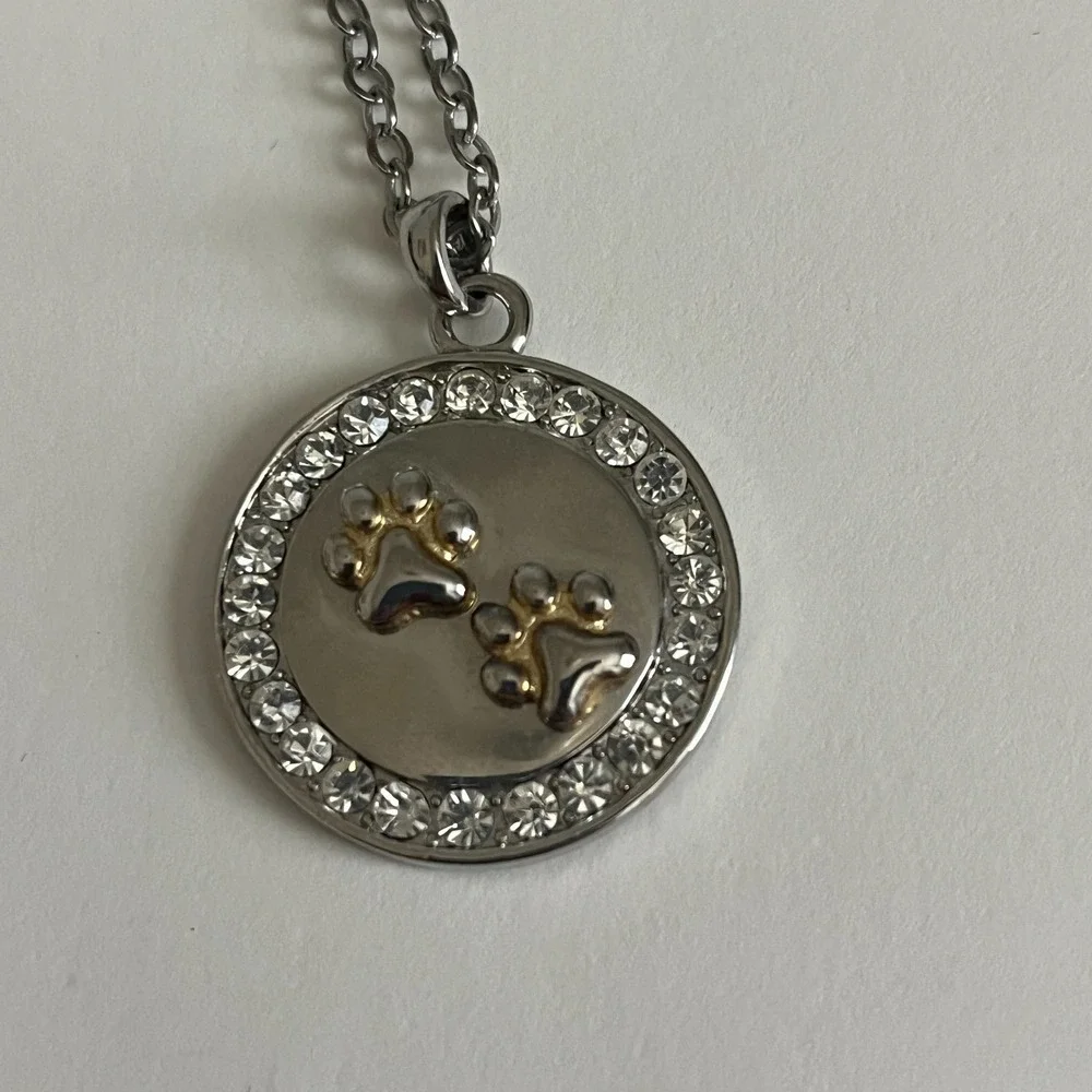Jewelry | Paw Print Crystal Halo Silver Tone Necklace When I Count My ...